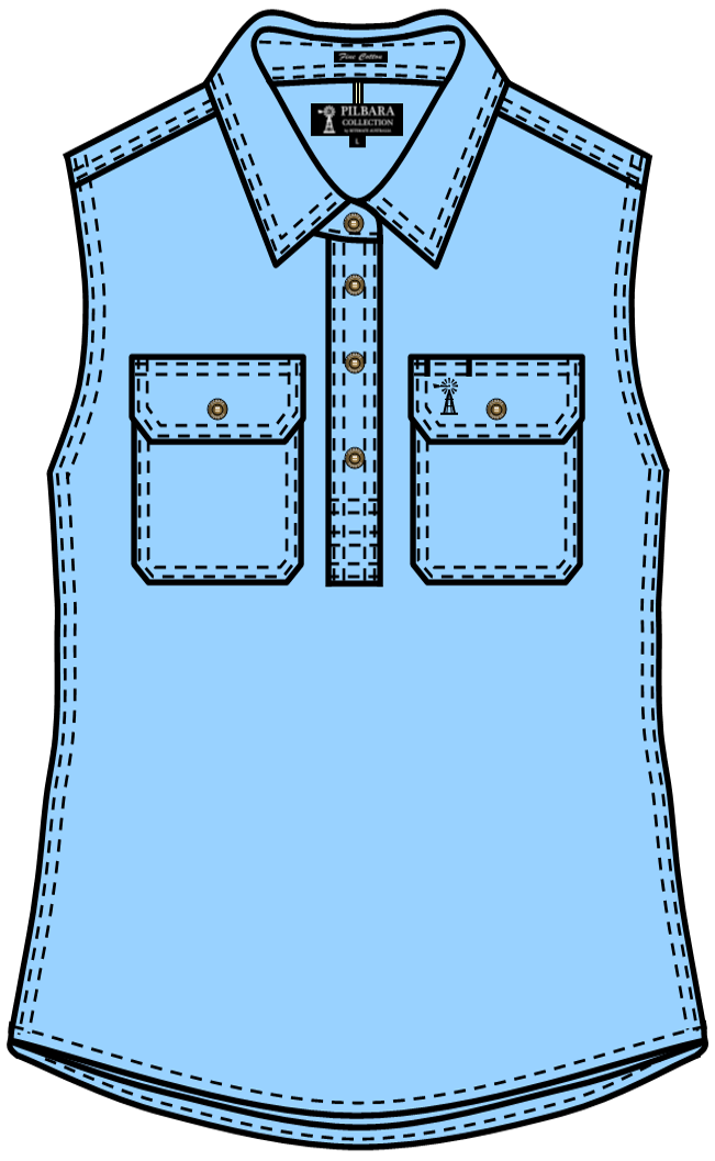 Pilbara Women's Closed Front Sleeveless Shirt | Ritemate Workwear